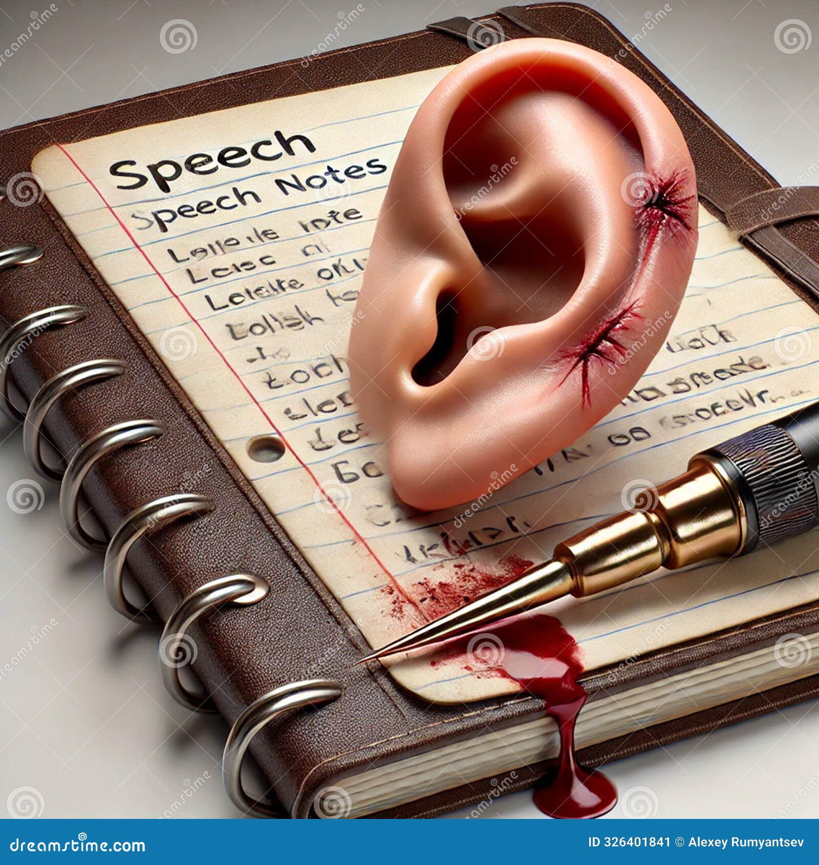 Bleeding Ear on Speech Notes Stock Illustration - Illustration of ...
