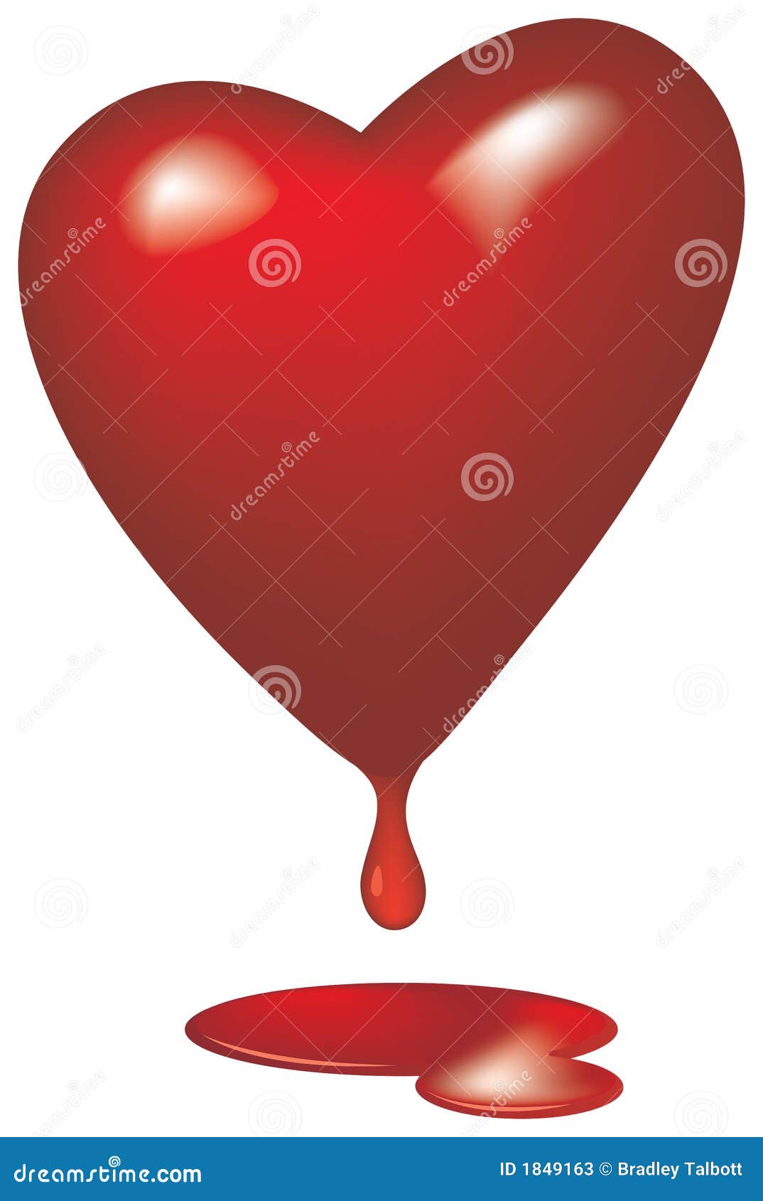 A Bleeding Heart Shape With A Winged Heart Wounded By Arrow Cartoon ...