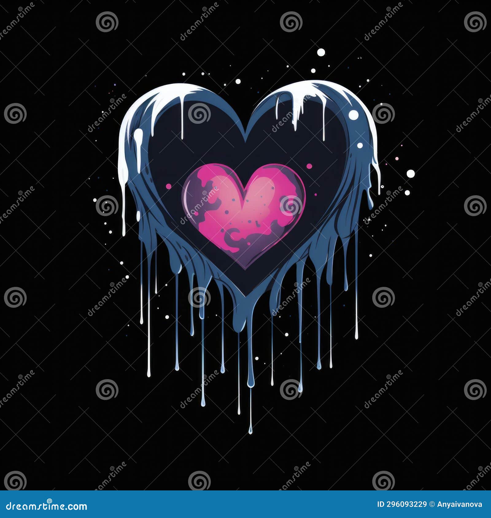A Bleeding Heart is Shown on a Black Background Stock Illustration ...