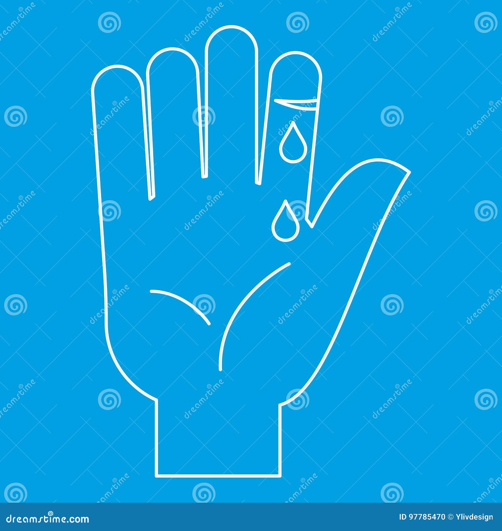 Bleeding Human Thumb Icon, Outline Style Stock Vector - Illustration of ...