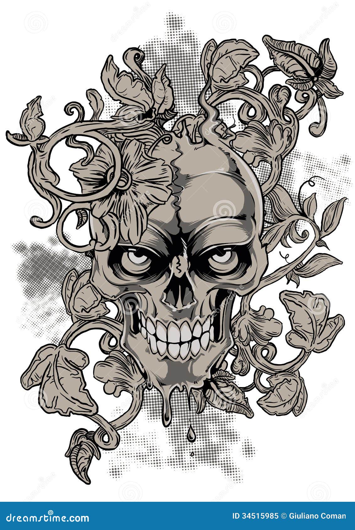 Bleeding skull stock vector. Illustration of gothic, ghoul - 34515985