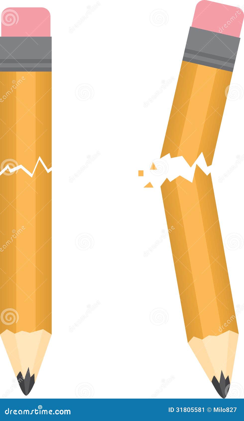 Bleistift gebrochen vektor abbildung. Illustration von prüfung - 31805581