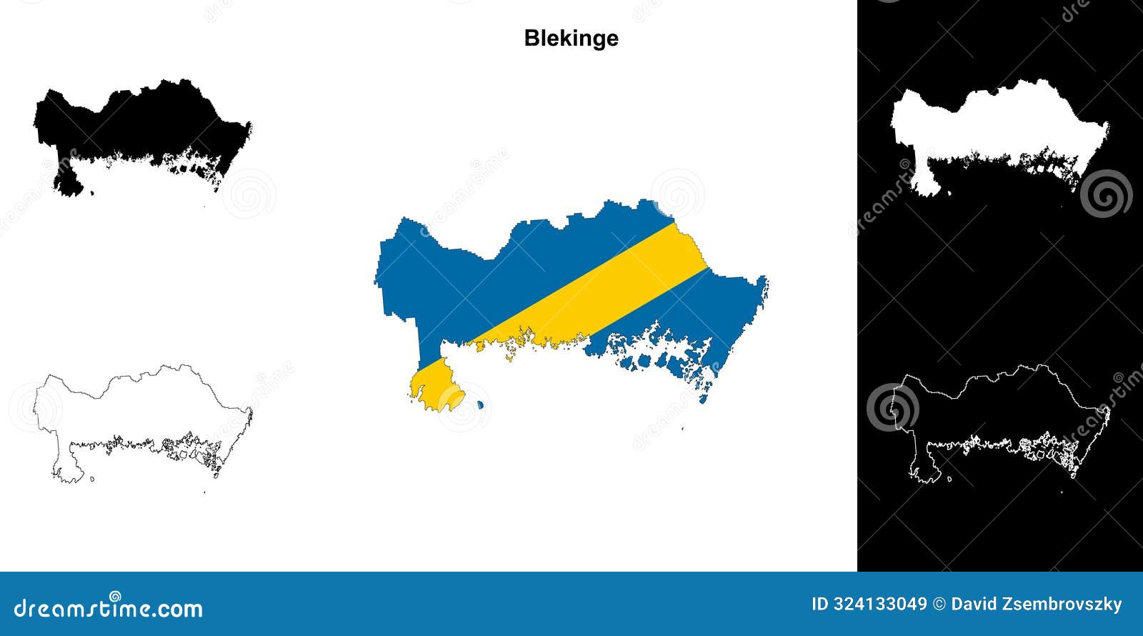 Blekinge outline map stock vector. Illustration of isolated - 324133049