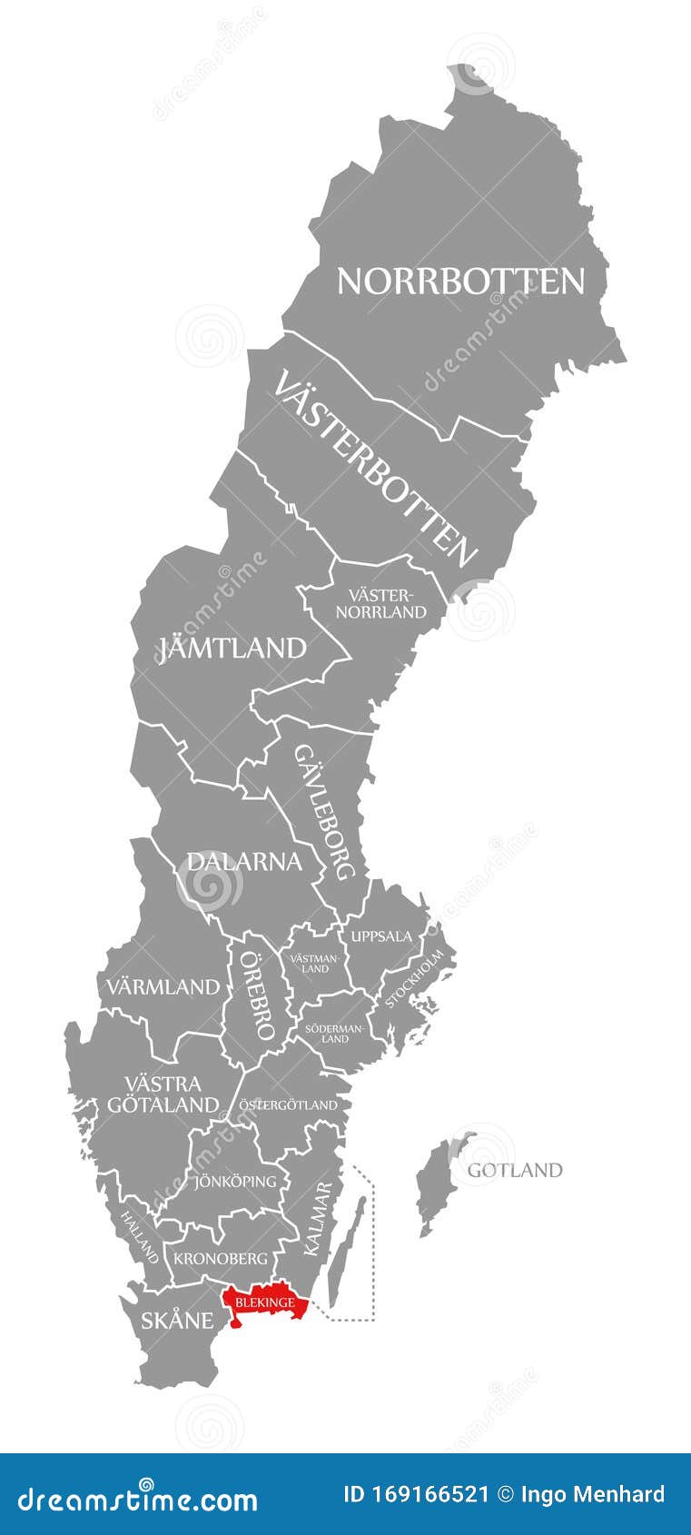 Blekinge On Map Of Swedish Counties Stock Image | CartoonDealer.com ...