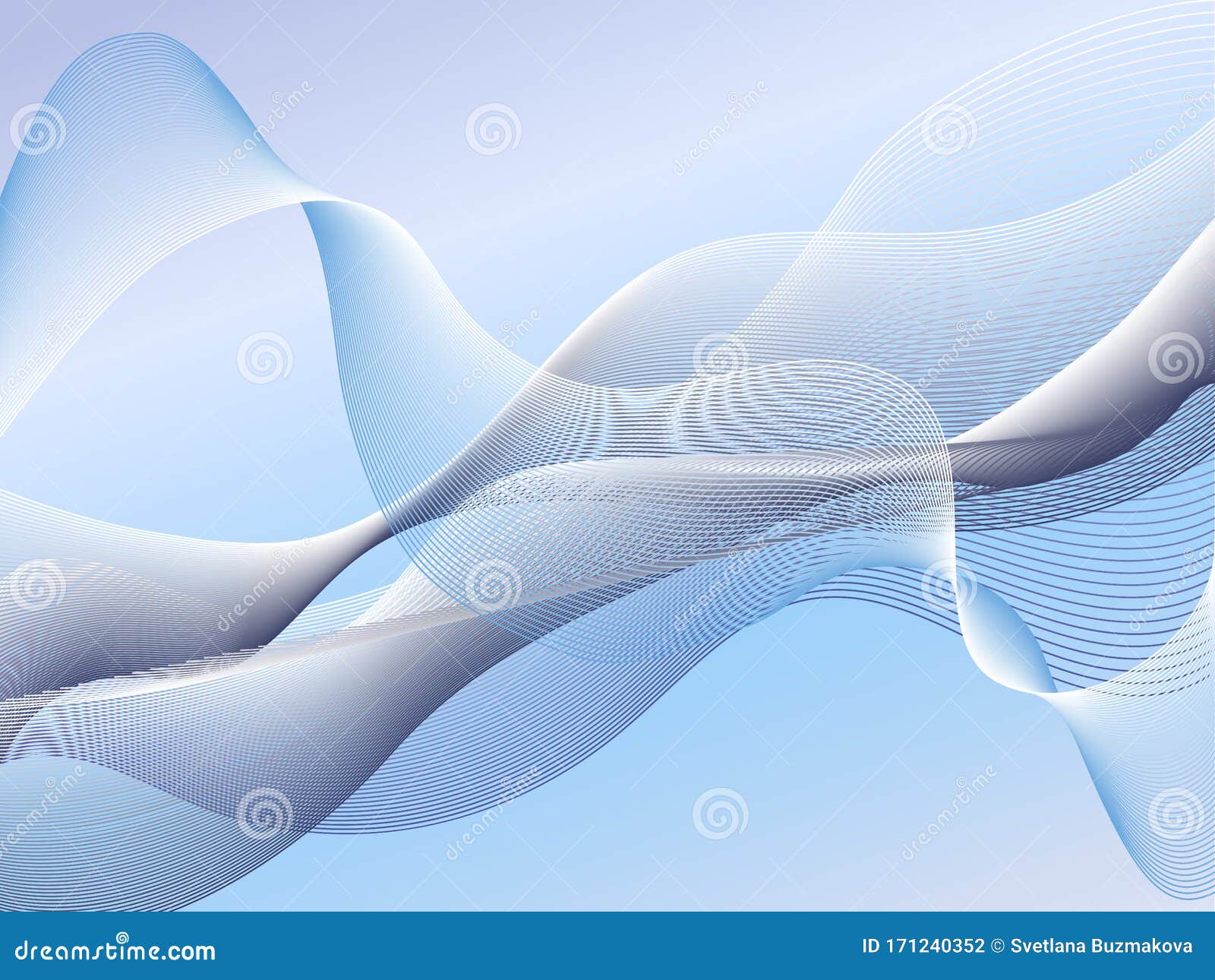 Abstract Blue Wavy Background. Light Air Waves Pass through the Entire ...