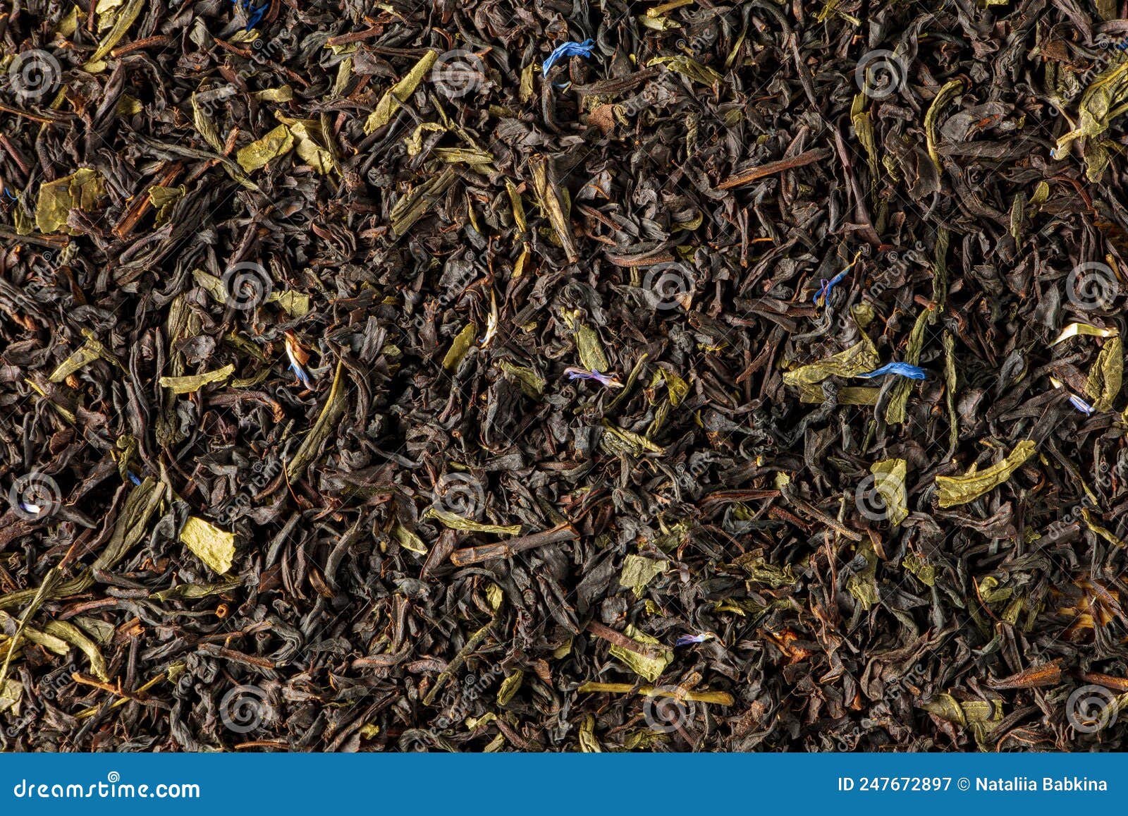 A Blend of Ceylon Black and Green Teas. Background of Leaf Tea with ...