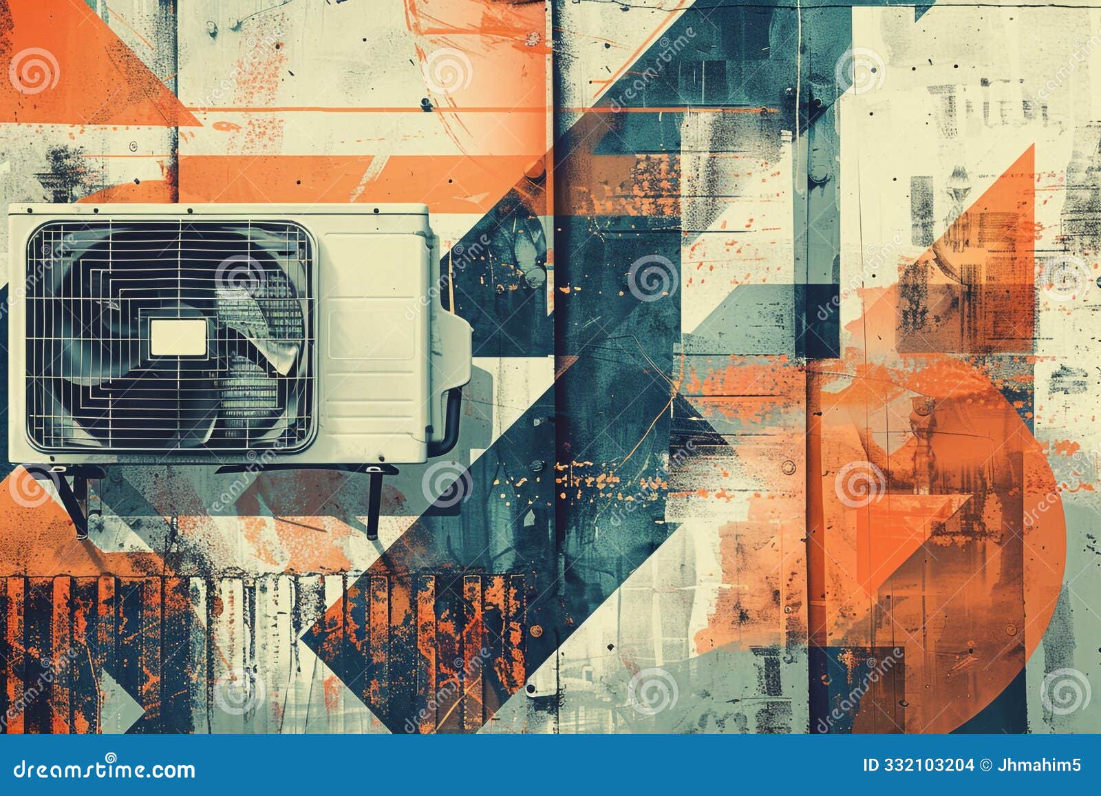 A Blend of Geometric Shapes and Patterns Representing a Condenser Unit ...