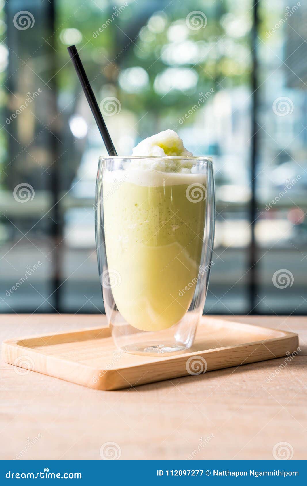 Blend green tea milkshake stock image. Image of fresh - 112097277