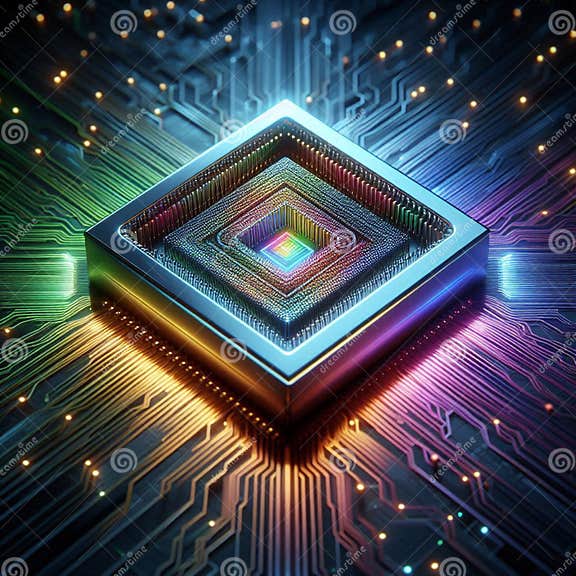 A Generative Artificial Intelligence Cpu that Emits Colorful Light, 3d ...