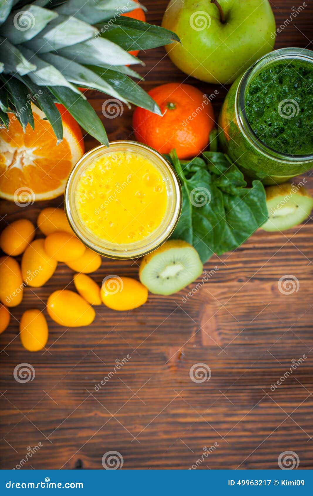 Blended Green and Yellow Smoothie with Ingredients Stock Image - Image ...