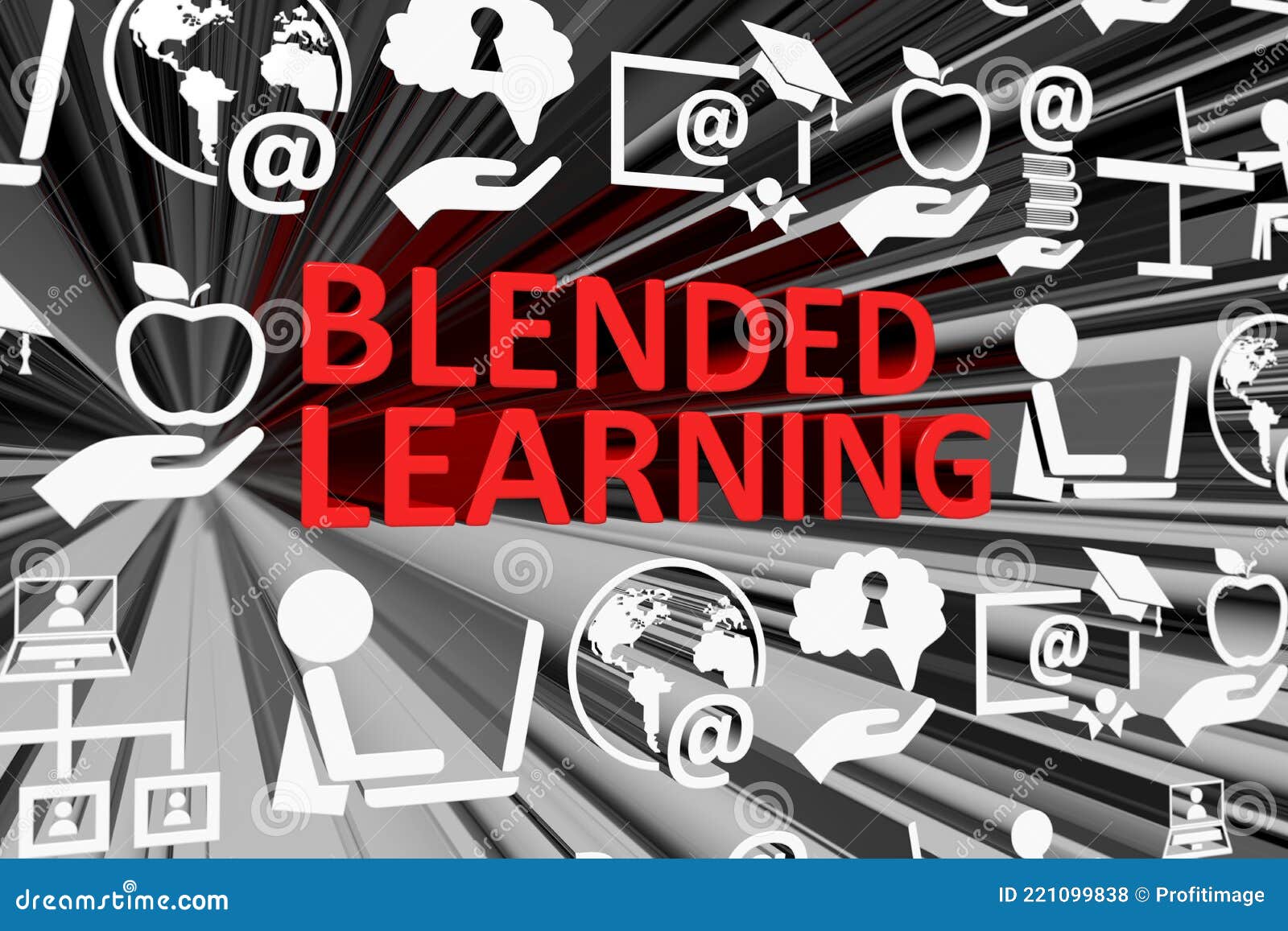 BLENDED LEARNING Concept Blurred Background 3d Stock Illustration ...
