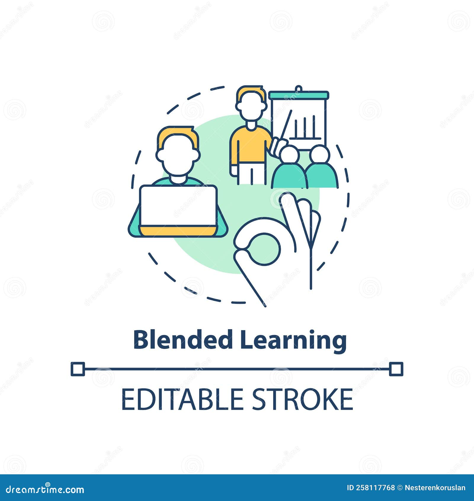 Blended Learning Concept Icon Stock Vector - Illustration of line ...