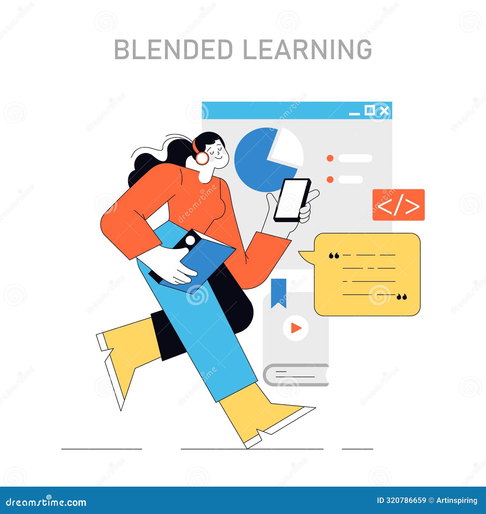 Blended Learning Concept. Vector Illustration. Stock Vector ...