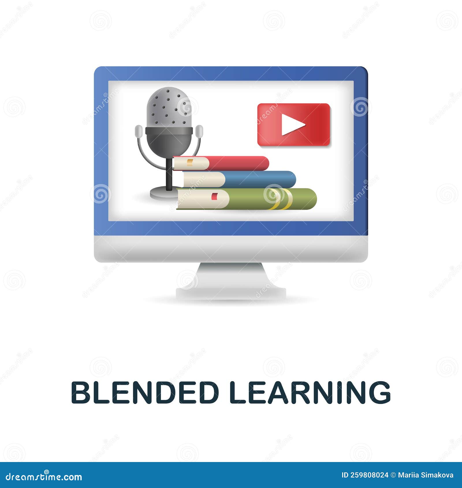 Blended Learning Icon. 3d Illustration from E-learning Collection Stock ...