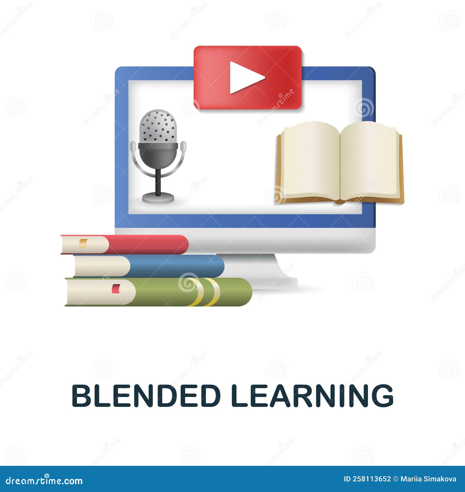 Blended Learning Icon. 3d Illustration from E-learning Collection ...