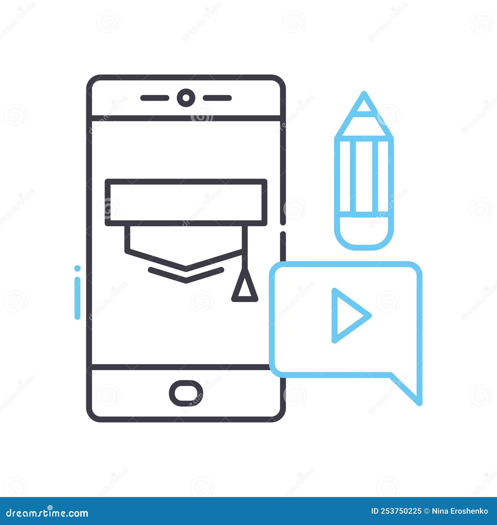 Blended Learning Line Icon, Outline Symbol, Vector Illustration ...