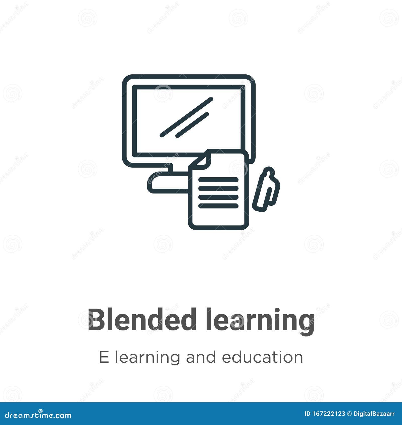 Blended Learning Outline Vector Icon. Thin Line Black Blended Learning ...