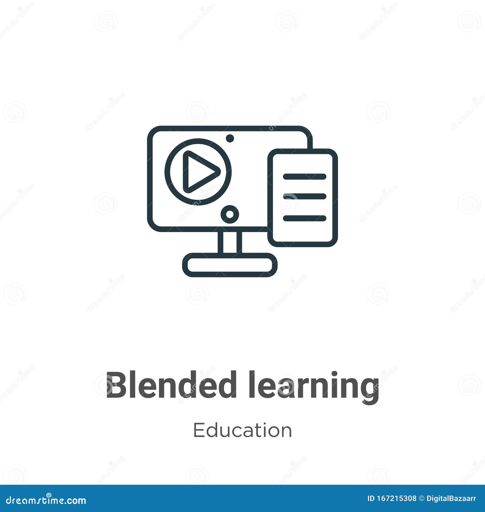 Blended Learning Outline Vector Icon. Thin Line Black Blended Learning ...
