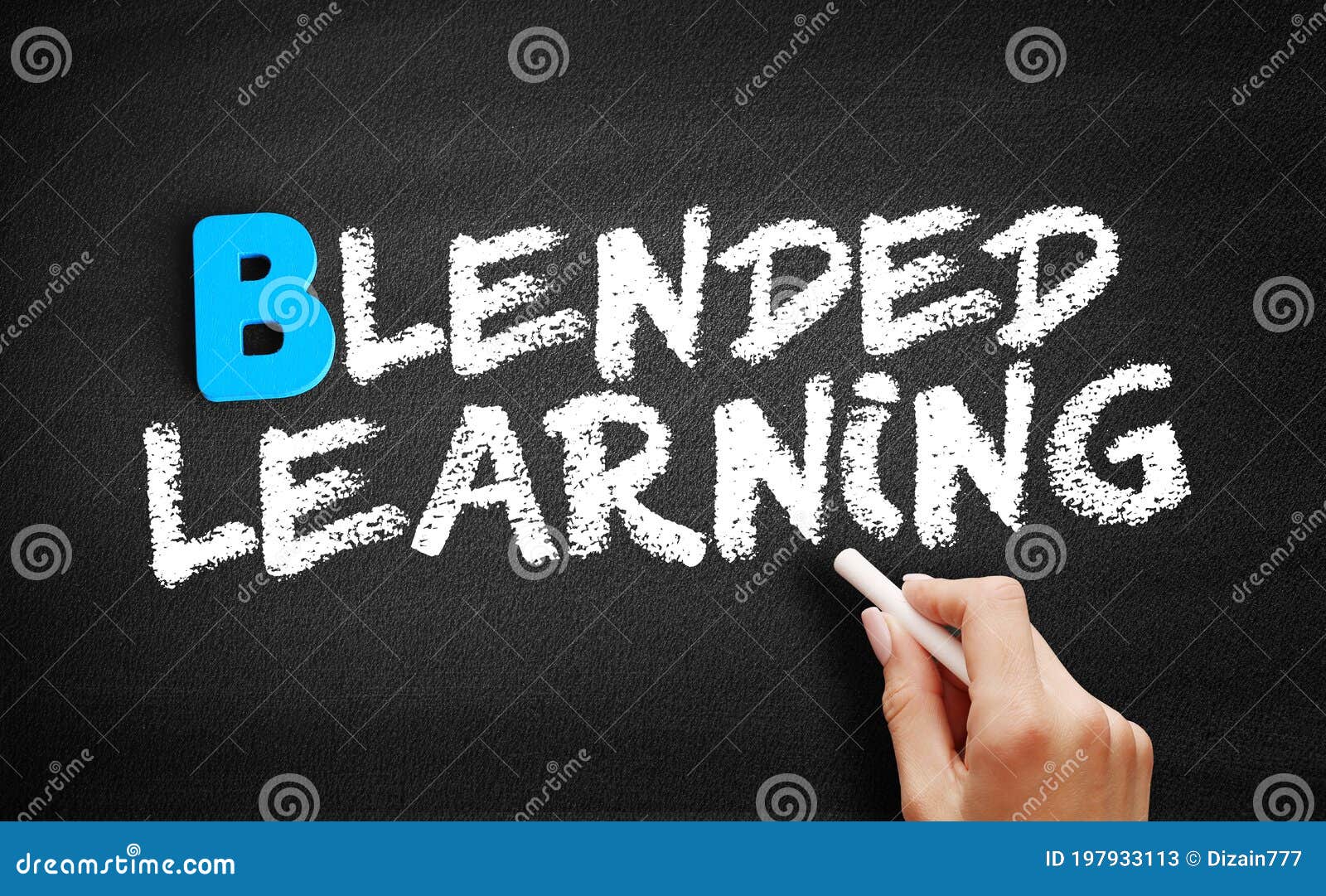 Blended Learning Text on Blackboard Stock Image - Image of system ...