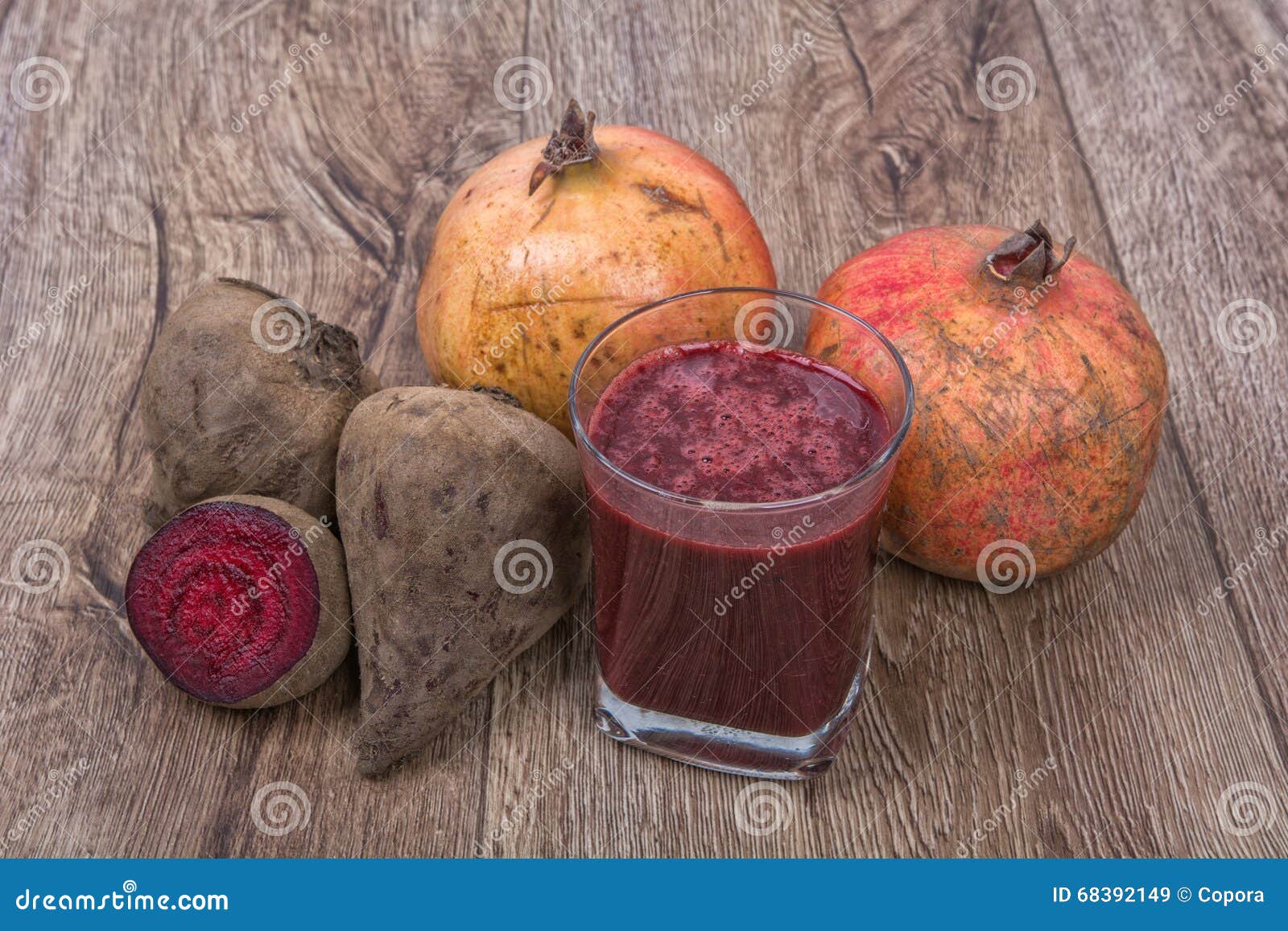 Blended Red Smoothie with Ingredients on Wooden Table Stock Image ...