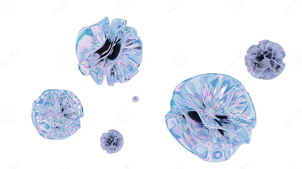 Blender 3d Organic Objects Render with Metallic Chrome Texture Stock ...