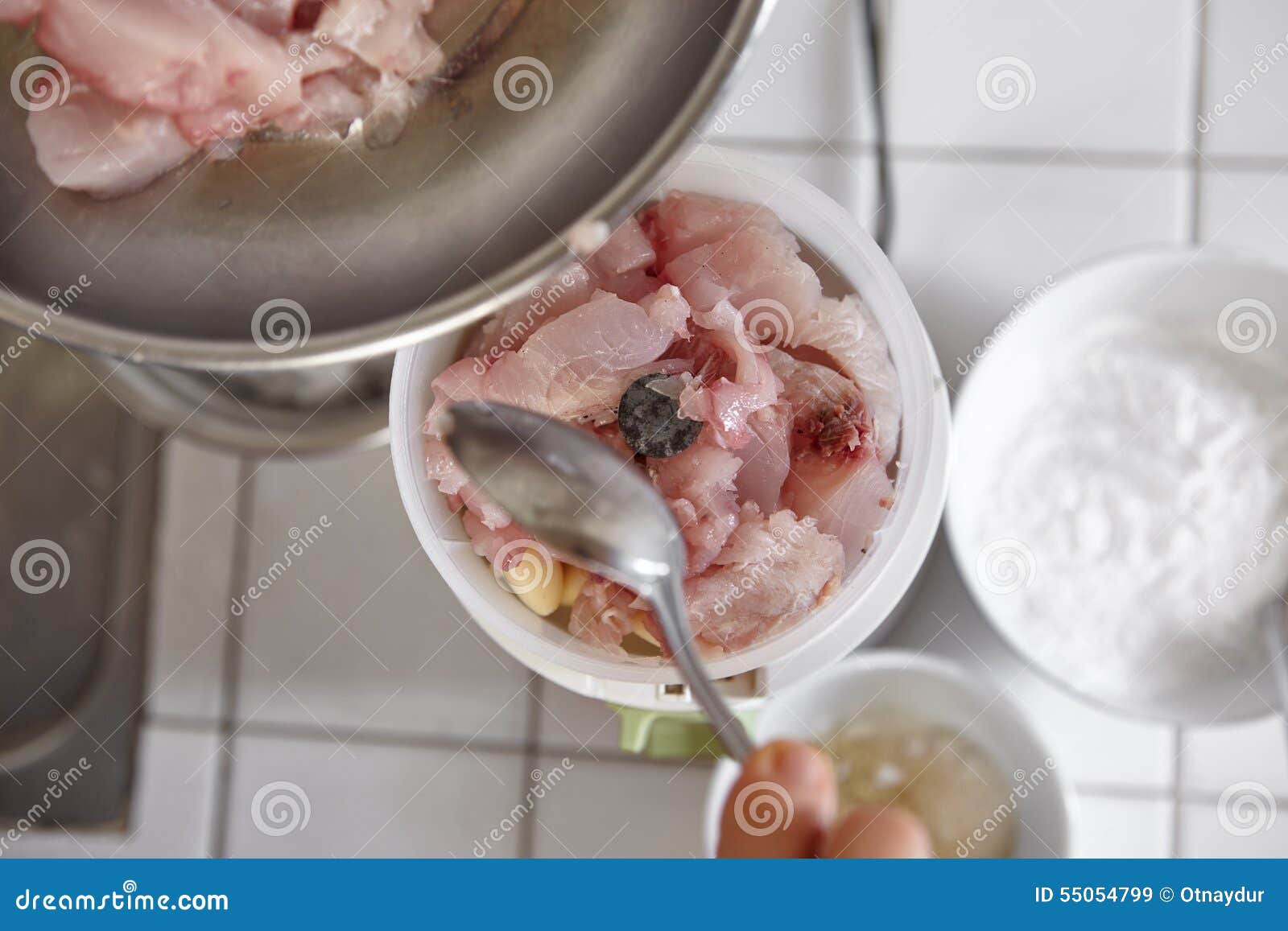 Blender Fish and Ingredient Stock Image - Image of meal, kitchen: 55054799