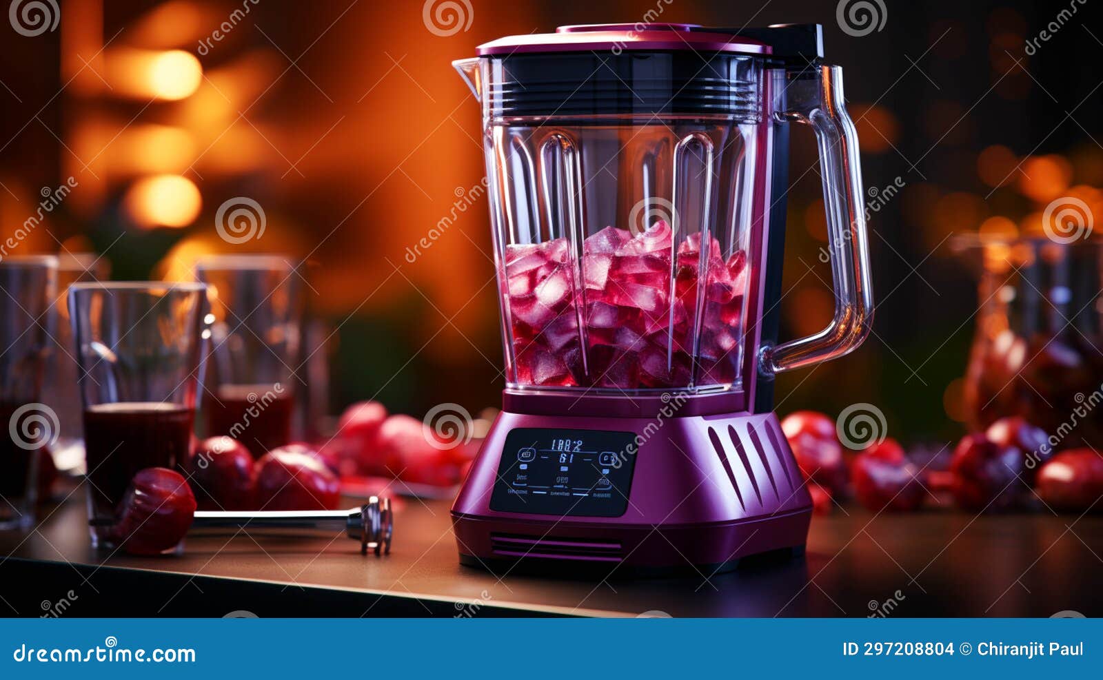 Blender Juice Machine on Red Stock Photo - Image of fruit, kitchen ...