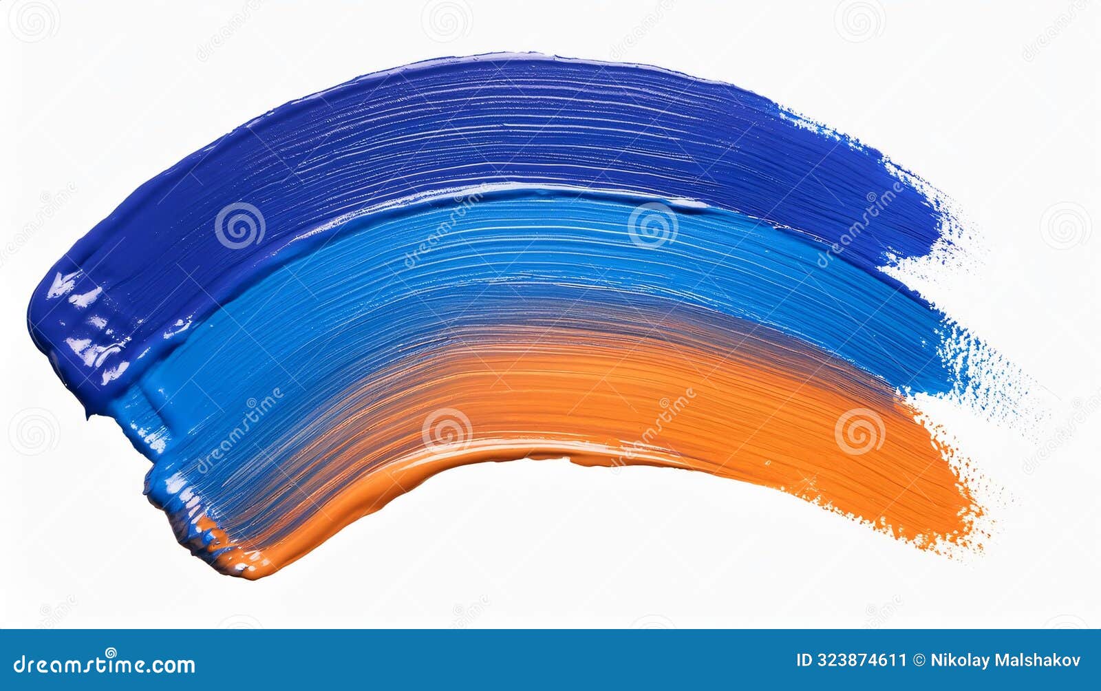 Blending Blue and Orange Paint in Three Brushstrokes on a White Canvas ...
