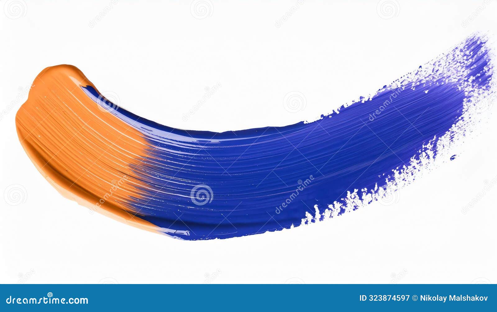 Blending Blue and Orange Paint To Create a Gradient on a White Surface ...