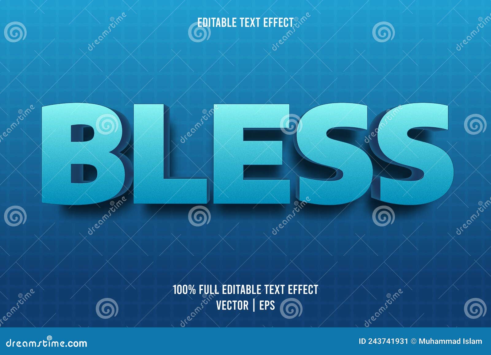 Bless Editable Text Effect Embossed Cartoon Style Stock Vector ...