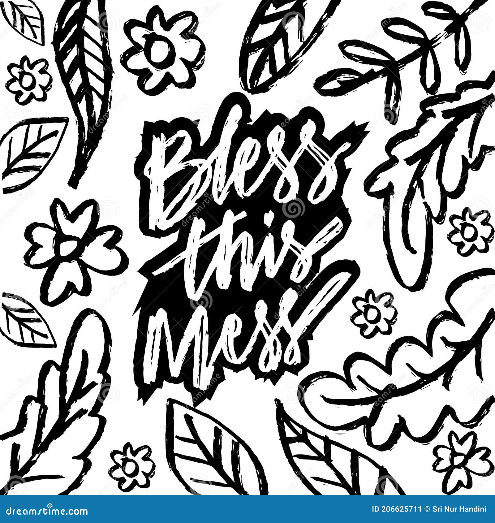 Bless this Mess. Motivational Quote Stock Vector - Illustration of ...