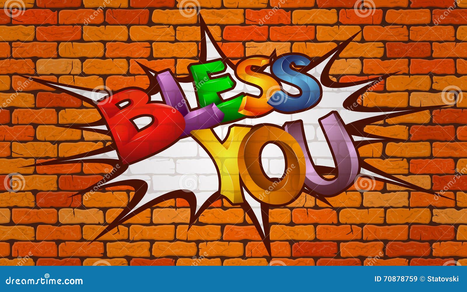 Bless You Inscription on the Wall of Red Brick Stock Vector ...