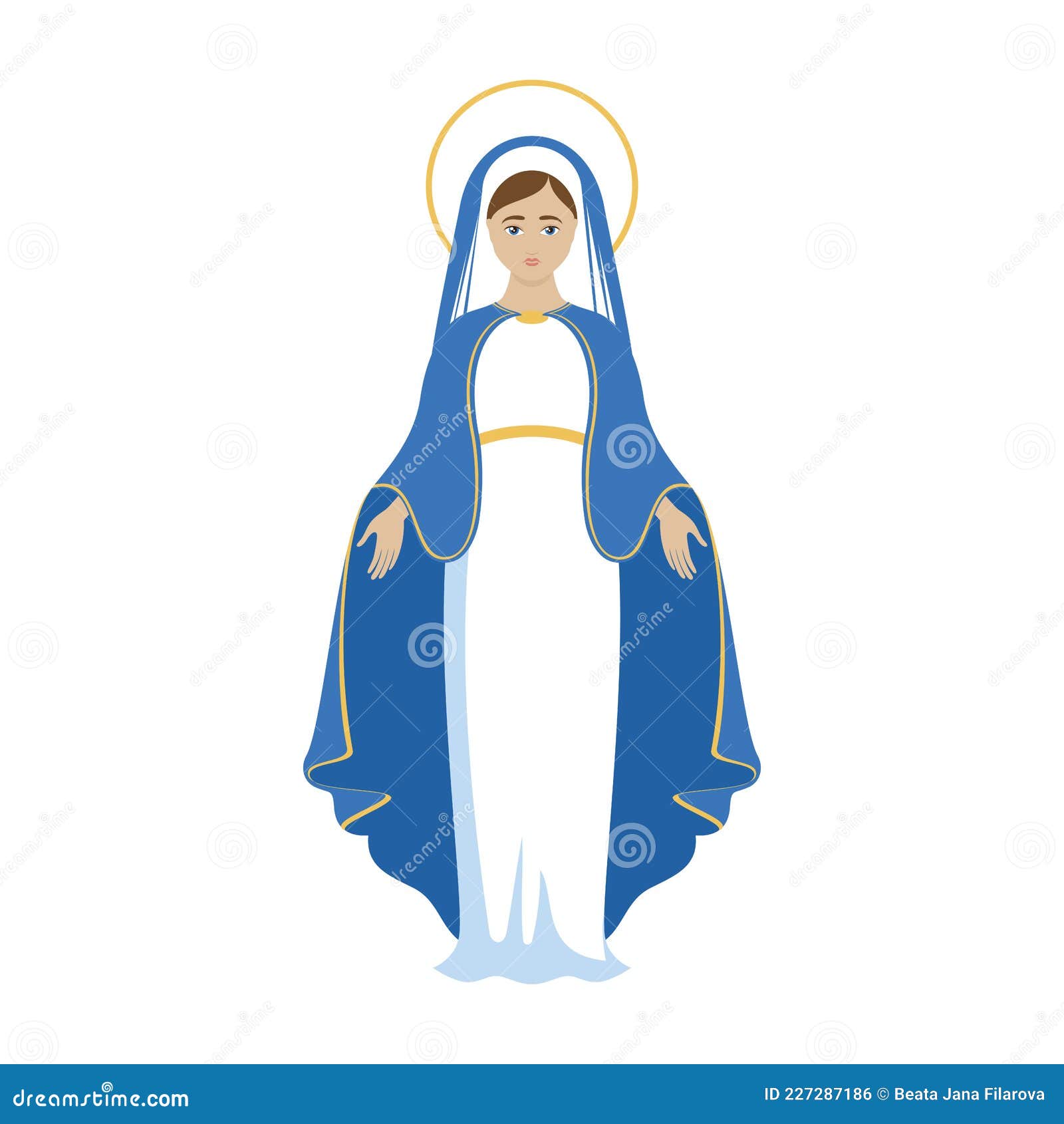 Mother Mary Assumption Of Mary Cute Cartoon Vector Illustration ...