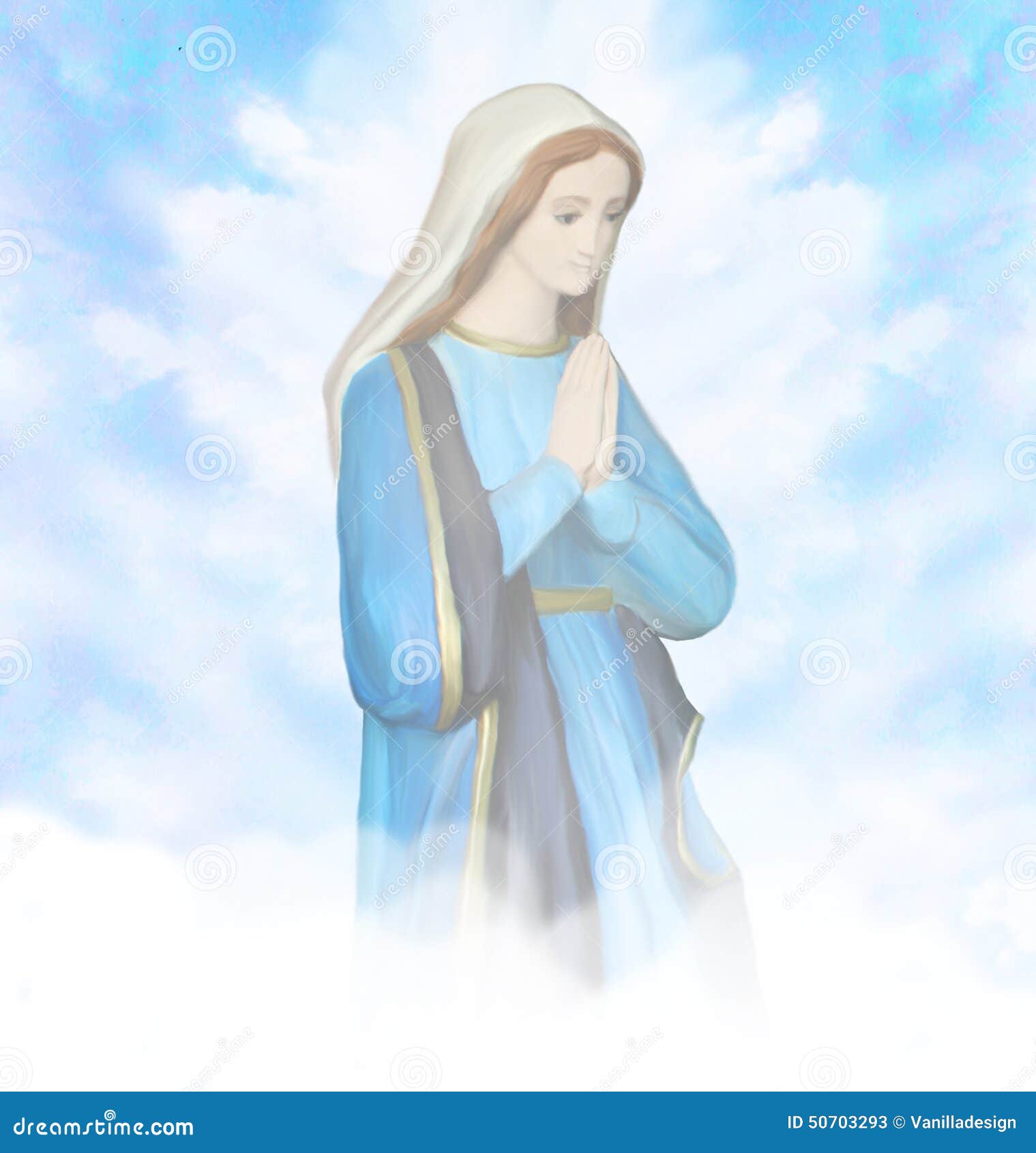 Blessed Virgin Mary Portrait Stock Illustration - Illustration of ...