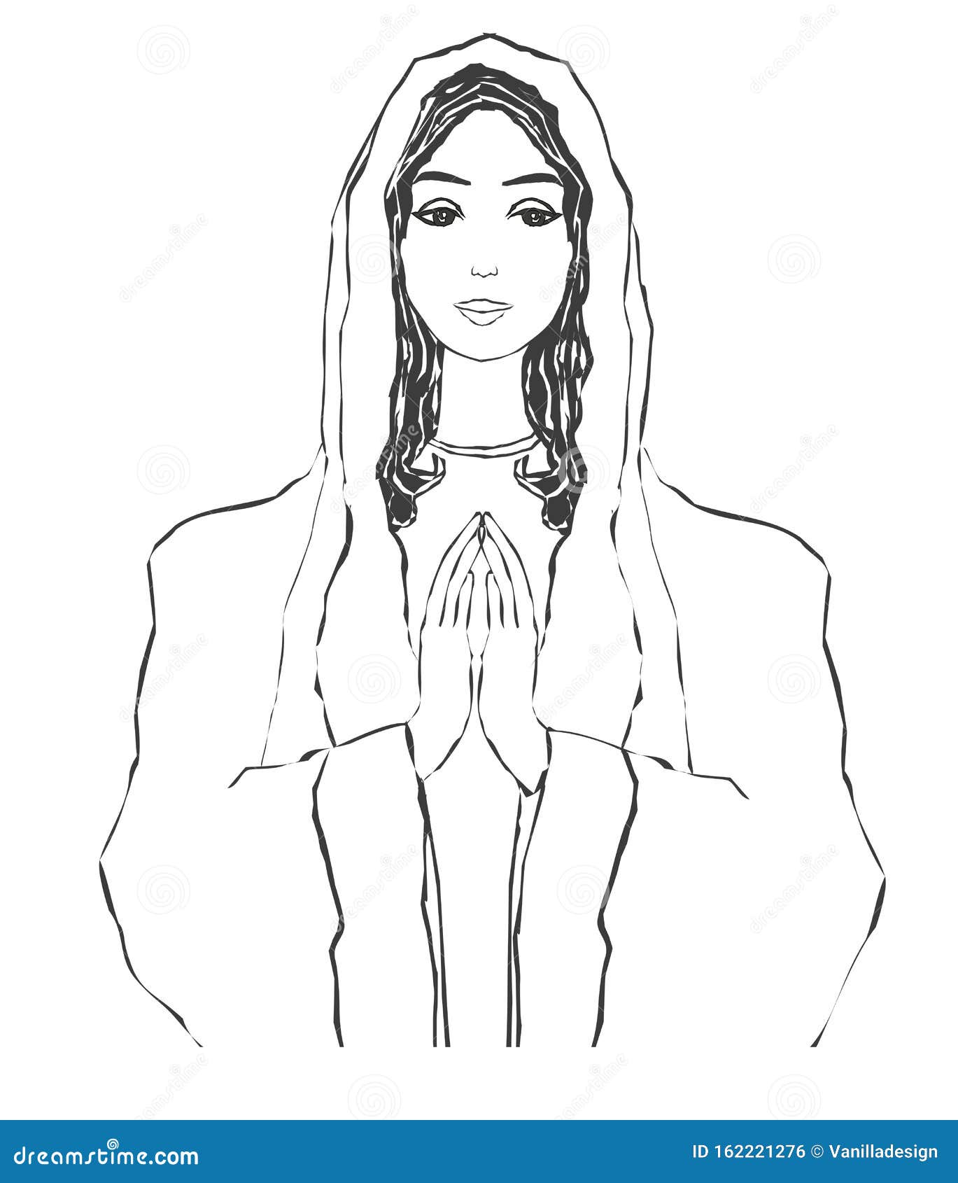 Blessed Virgin Mary Portrait Isolated Illustration Stock Vector