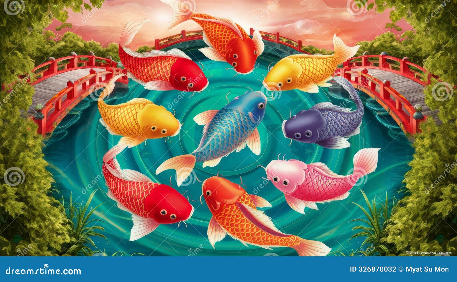 Koi Fish Wallpaper 16557 Blessing Lucky Koi Fish Wallpaper Stock