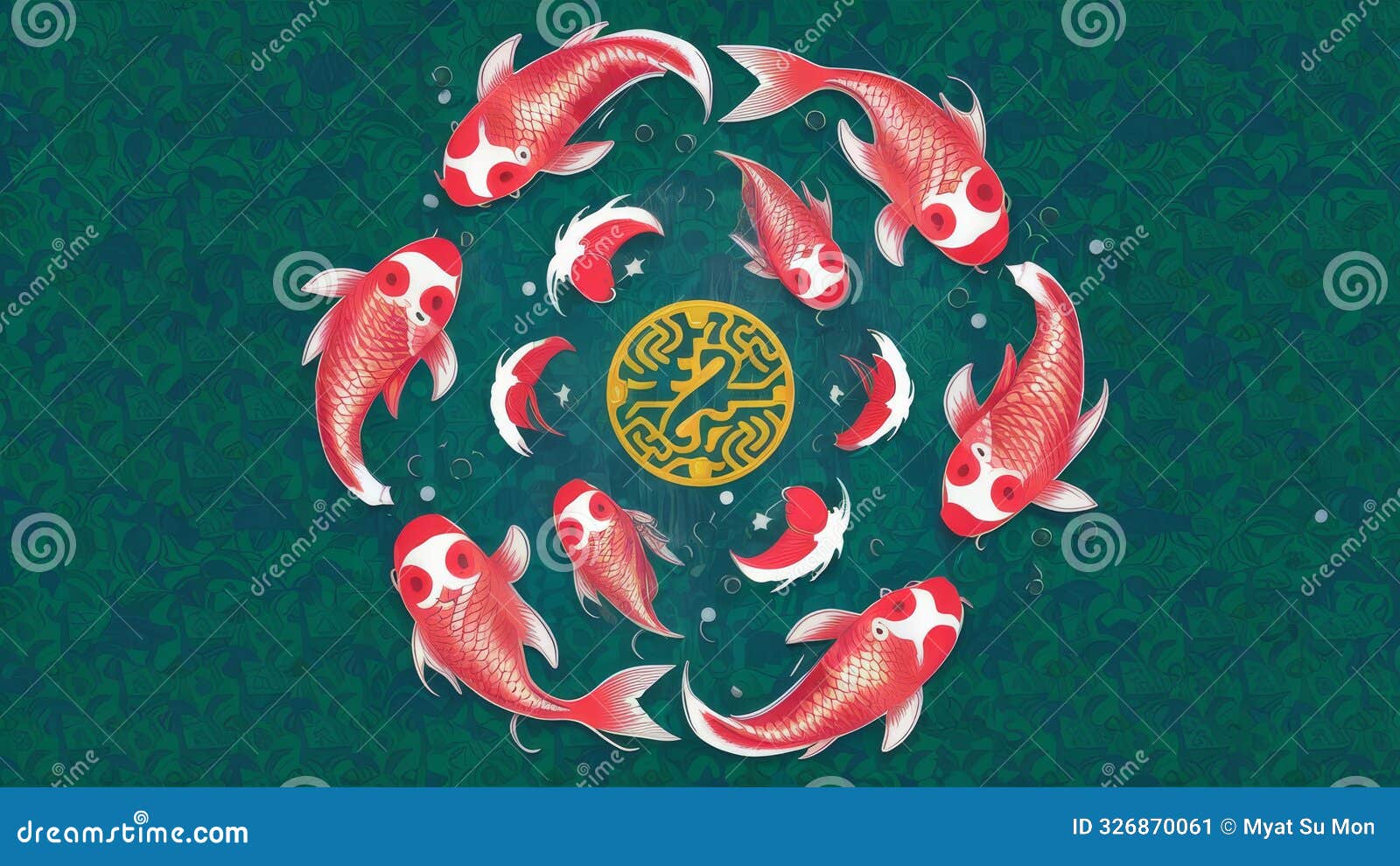 Blessing Lucky Koi Fish Wallpaper Stock Illustration - Illustration of ...