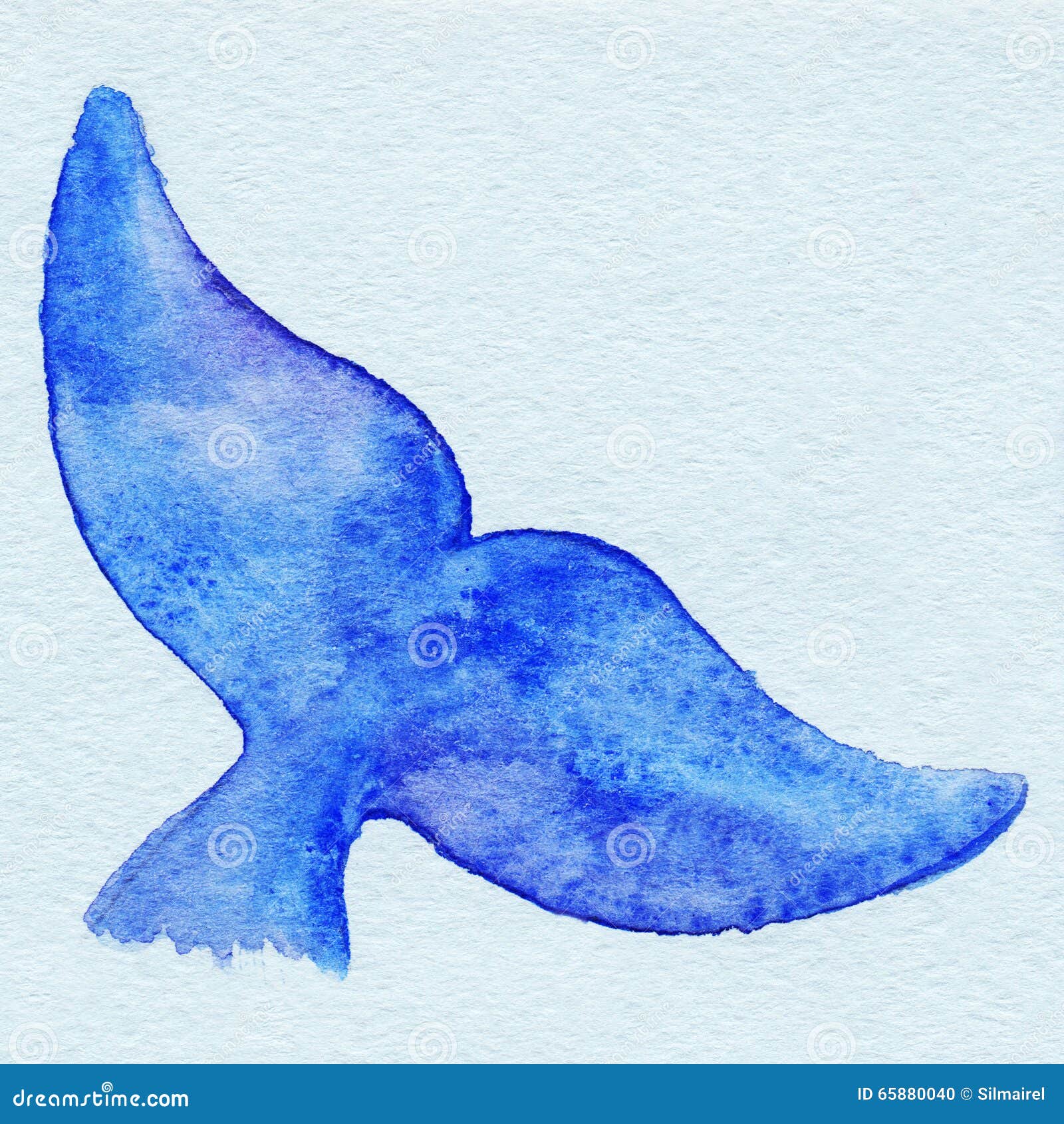 Bleu Animal De Queue De Poissons De Baleine D'aquarelle Illustration ...
