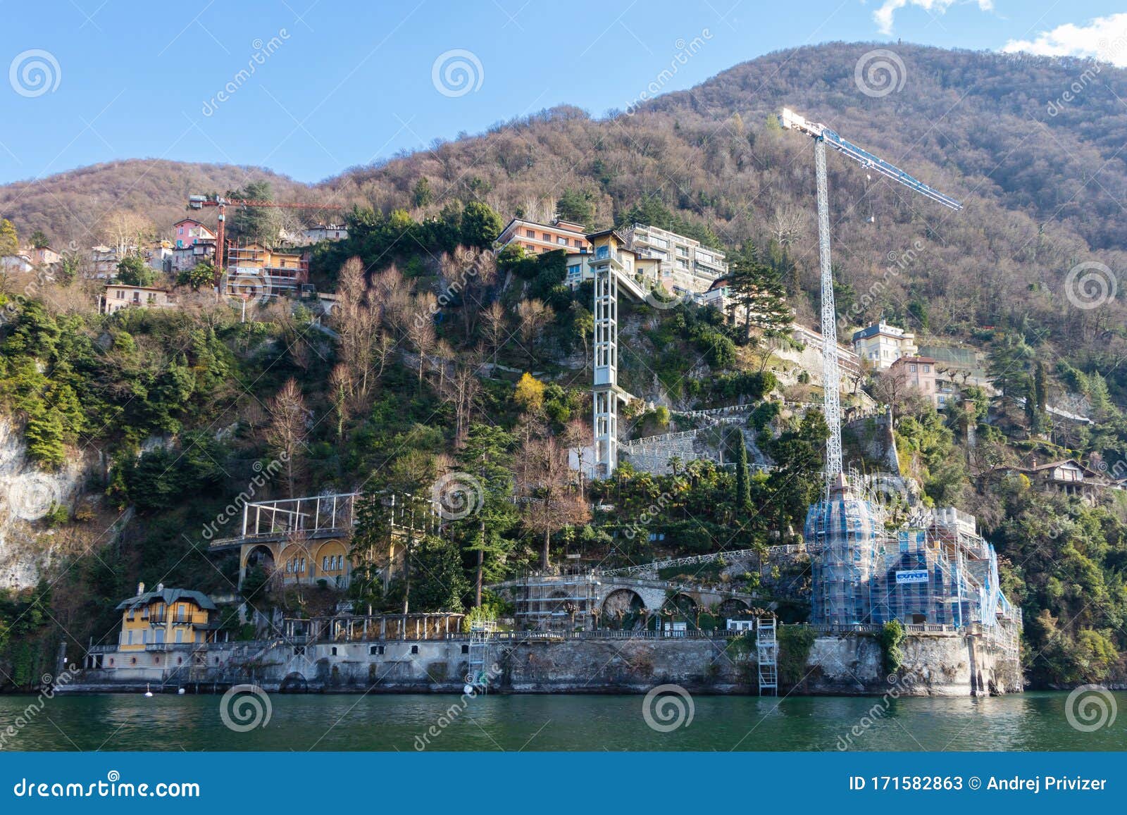 The Small Town of Blevio at Lake Como in Italy Stock Image - Image of ...