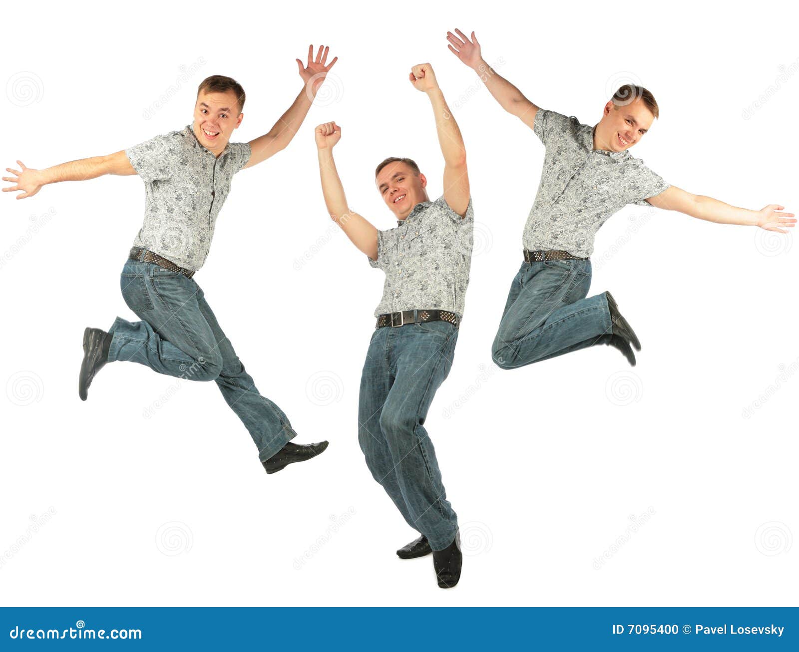 Blije Springende Persoon Met Opgeheven Hand Stock Foto - Image of hoofd ...