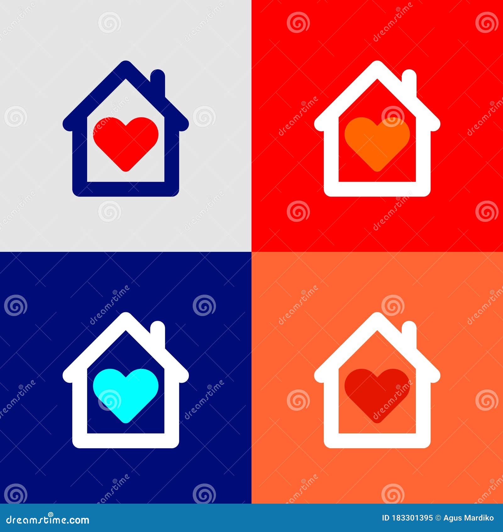 Blijf Thuis Het Symbool Van Het Hart Symbool Vector Illustratie ...