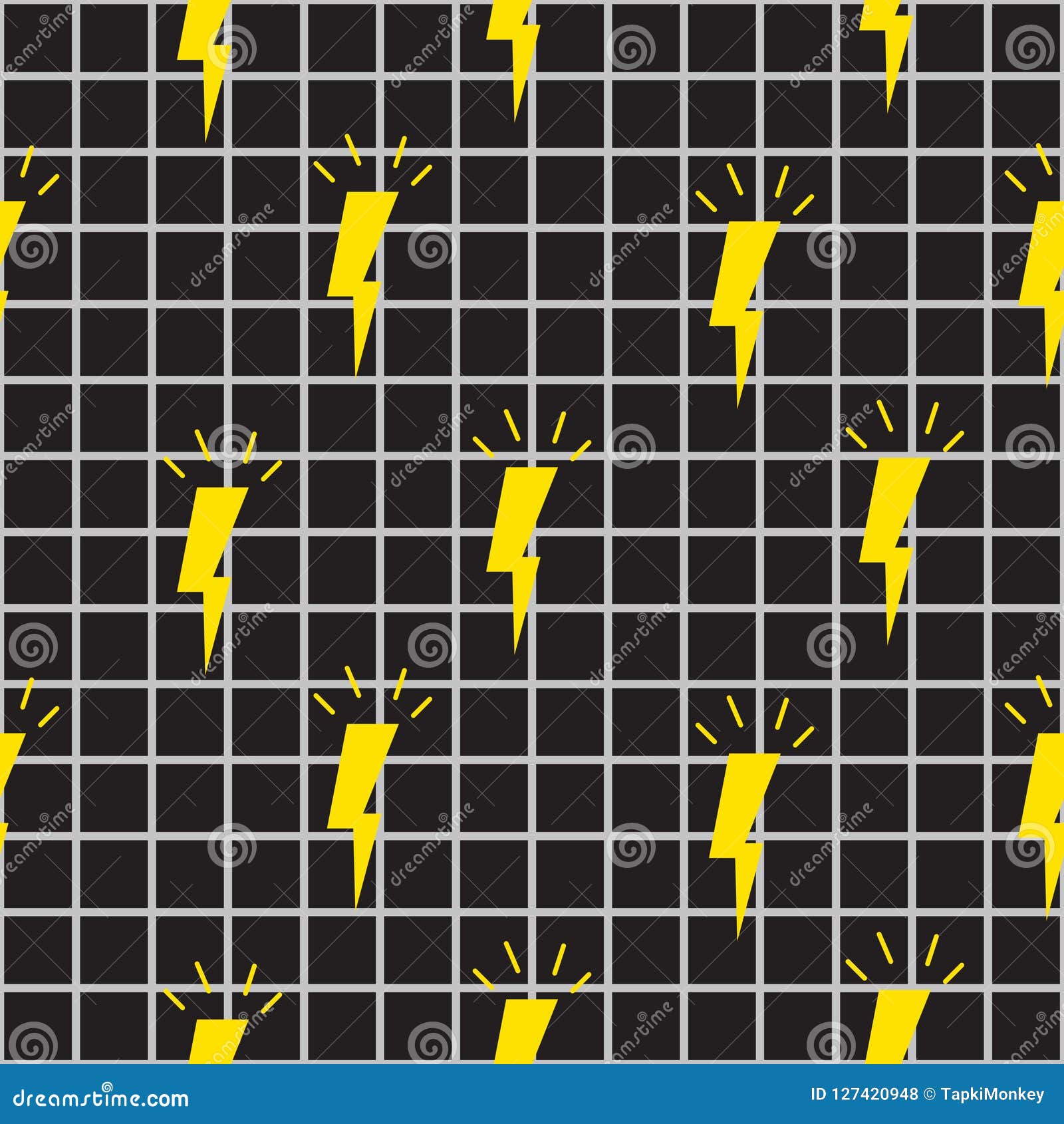 Bliksem Geel En Zwart Geruit Naadloos Vectorpatroon Vector Illustratie ...