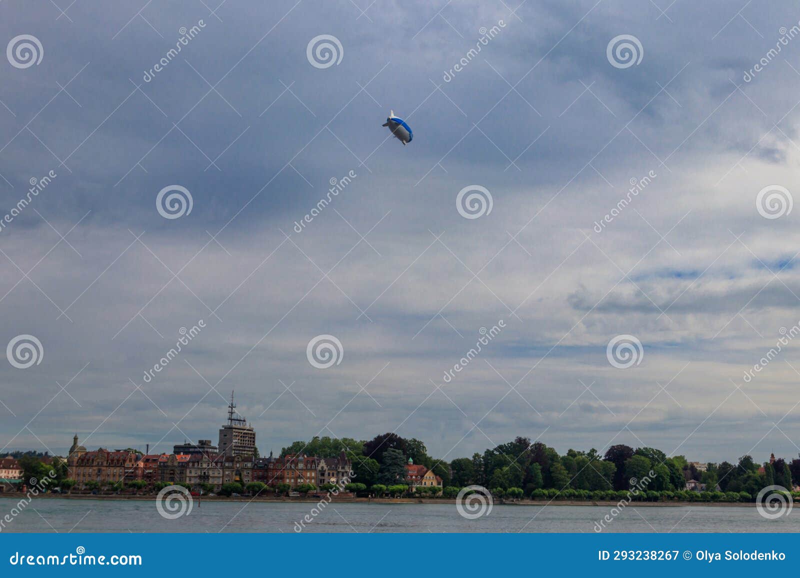 Blimp, Airship or Dirigible Flying Over Constance, Germany Stock Image ...