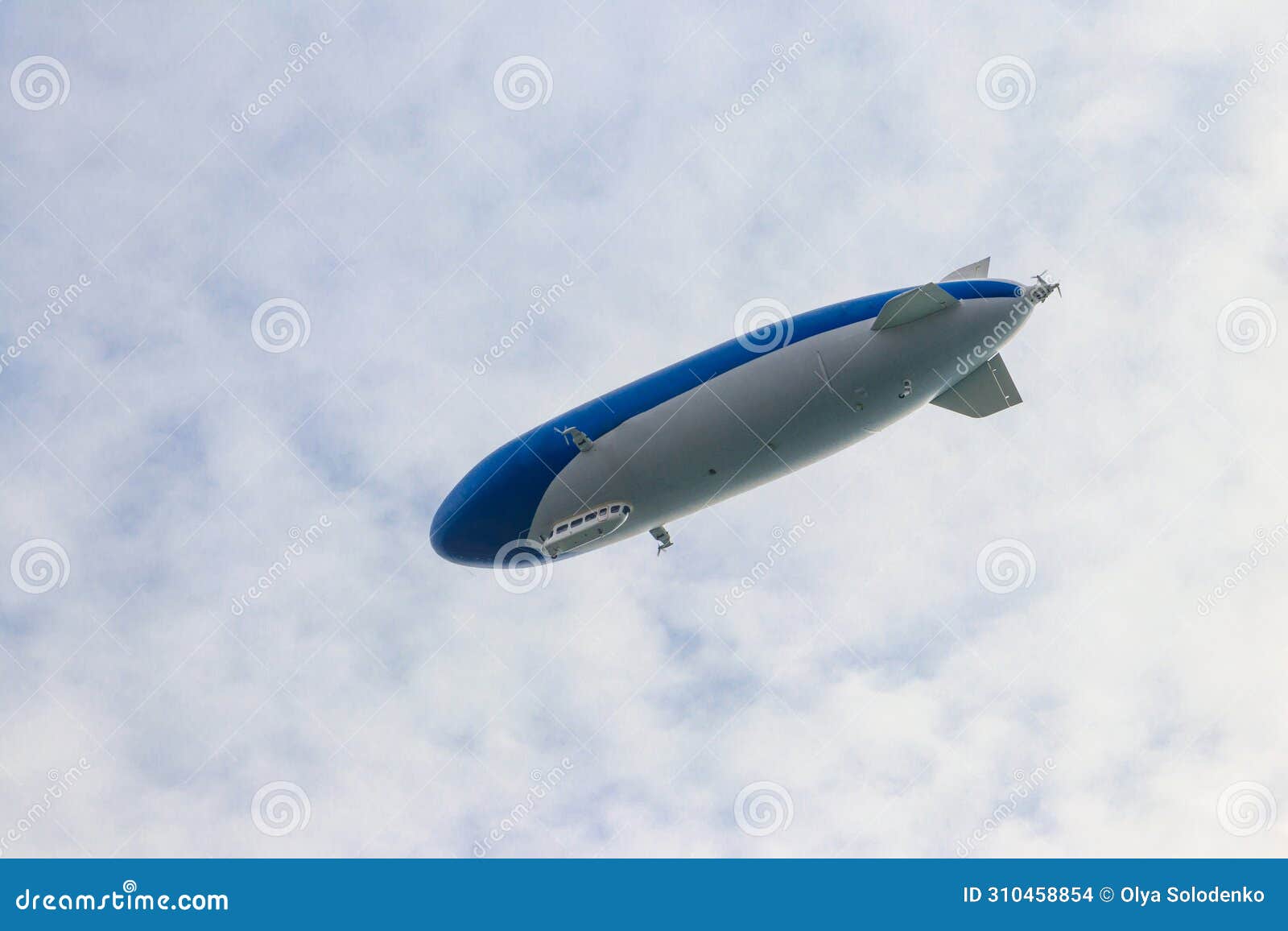 Blimp, Airship or Dirigible Flying in Sky Stock Photo - Image of ...