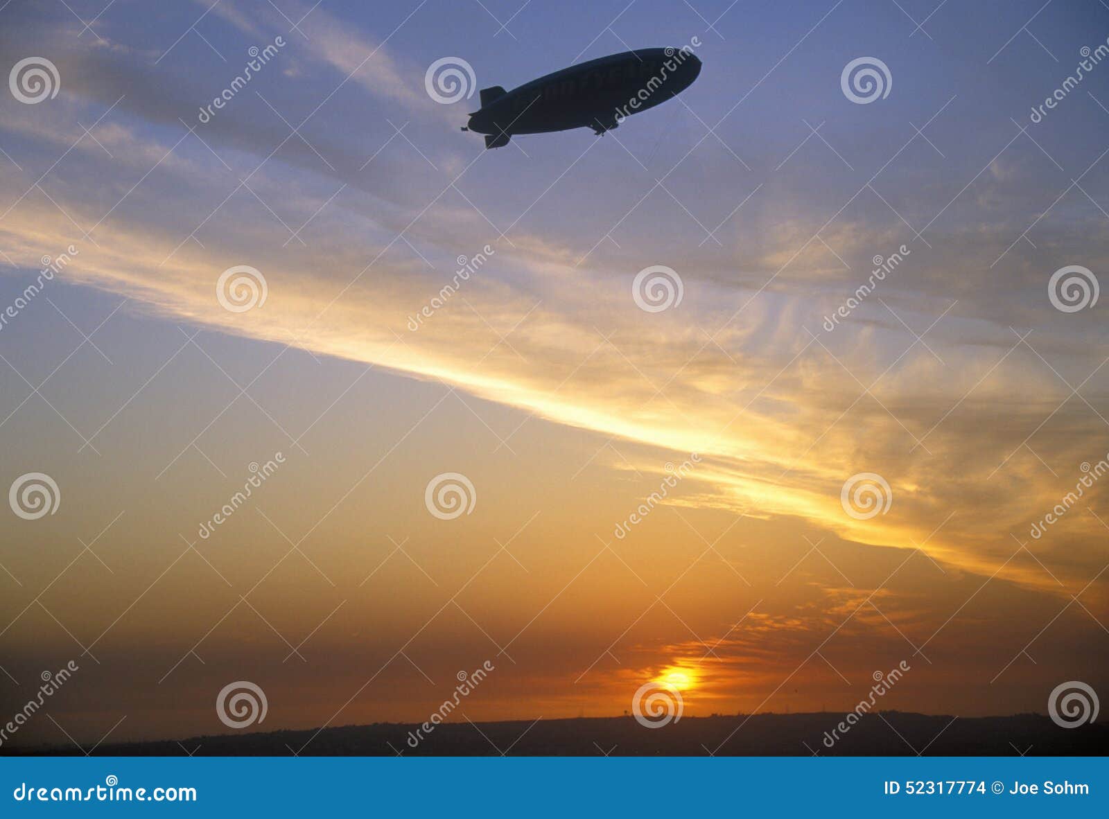 Blimp Silhouette Against a Japanese Sunset Editorial Stock Image ...