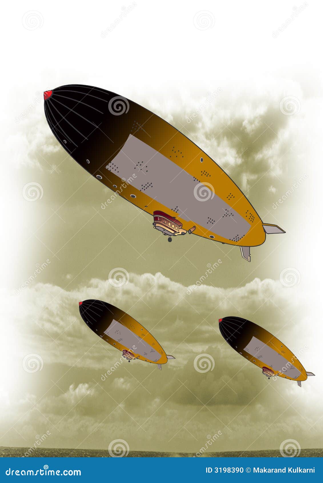 Blimp in sky stock illustration. Illustration of aircraft - 3198390