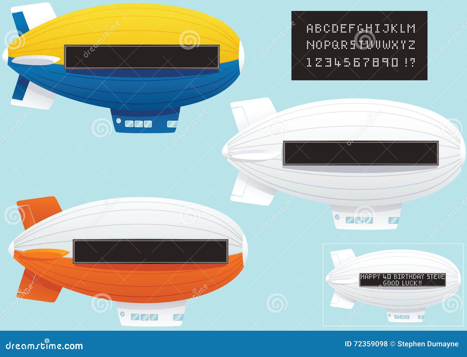 Blimps with Neon Signs and Text Stock Vector - Illustration of blimps ...