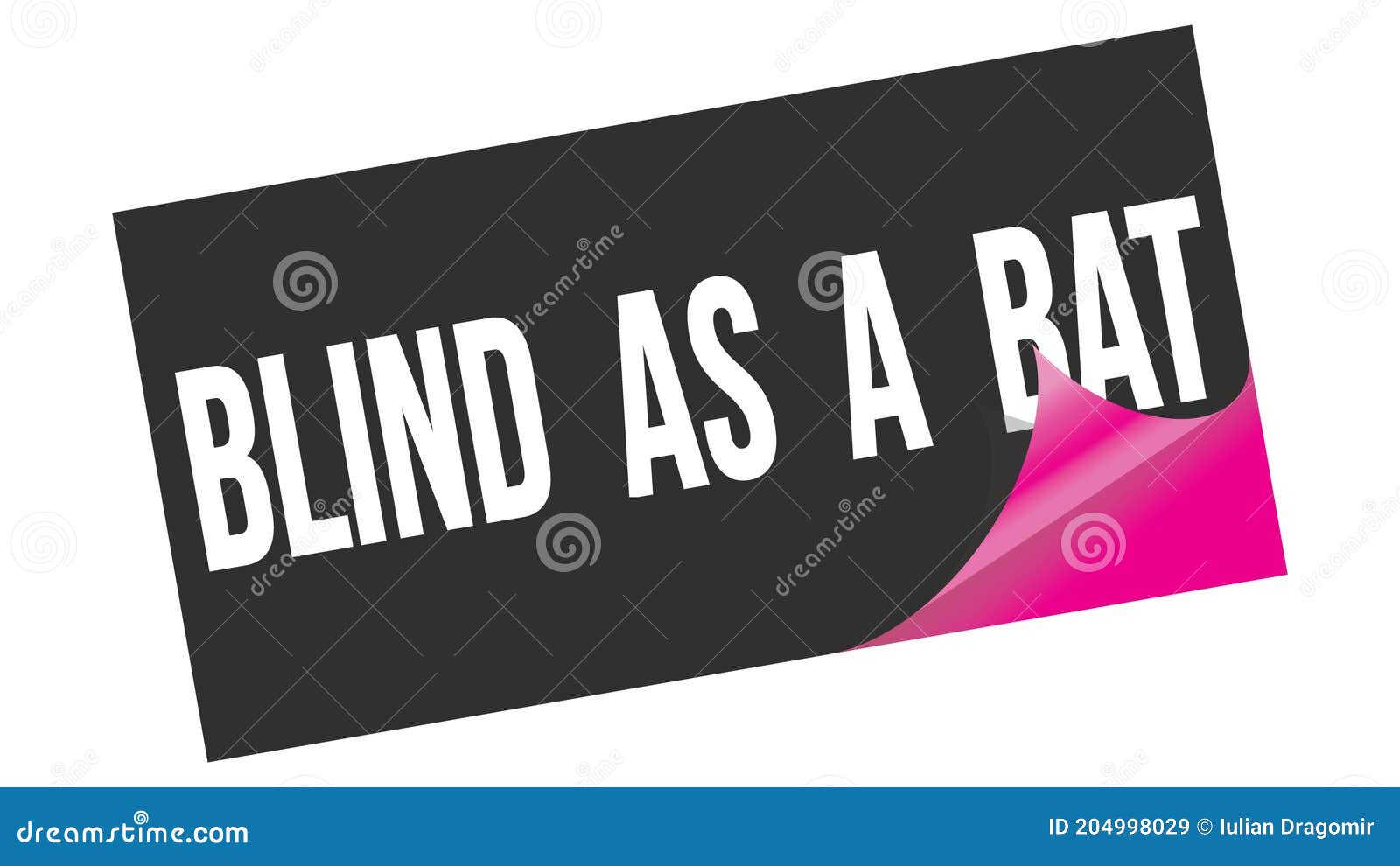 BLIND AS a BAT Text on Black Pink Sticker Stamp Stock Illustration ...