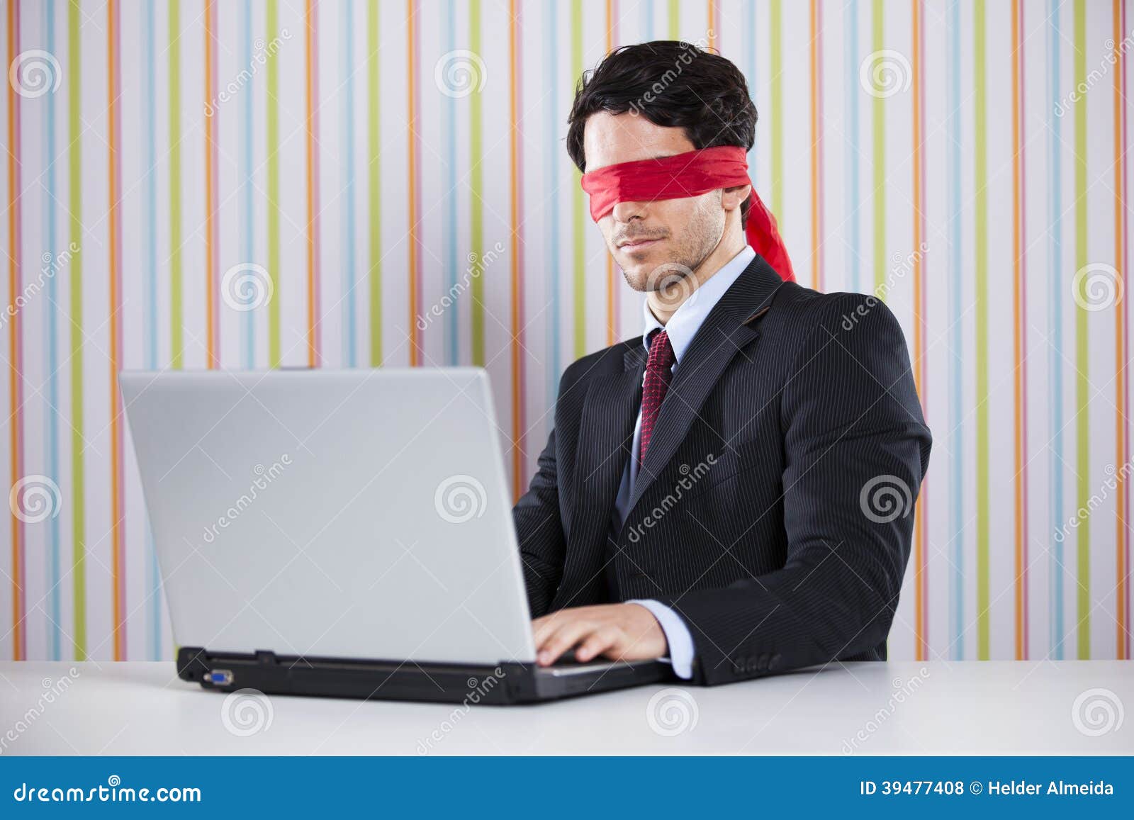 Blind businessman working stock photo. Image of businessman - 39477408