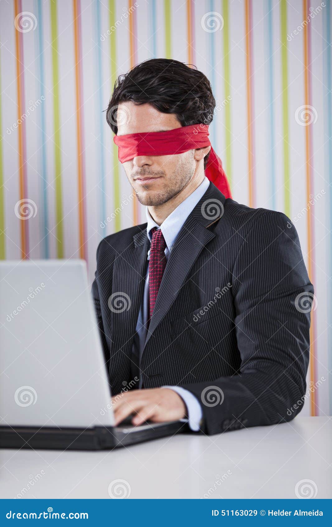 Blind businessman working stock image. Image of activity - 51163029